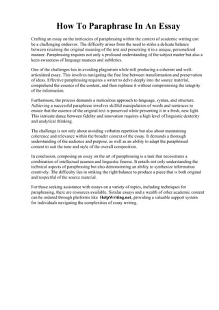 How To Paraphrase In An Essay.pdf