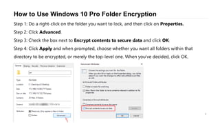 How to Password Protect a Folder in Windows10 | PPTX | Operating Systems | Computer Software and ...