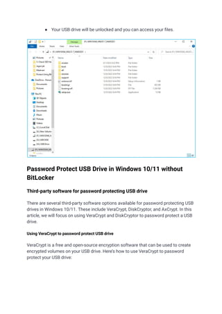 How to Password Protect USB Drive in Windows 10 & 11 | PDF | Operating ...