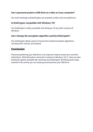 How to Password Protect USB Drive in Windows 10 & 11 | PDF | Operating Systems | Computer ...