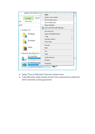 How to Password Protect USB Drive in Windows 10 & 11 | PDF | Operating Systems | Computer ...