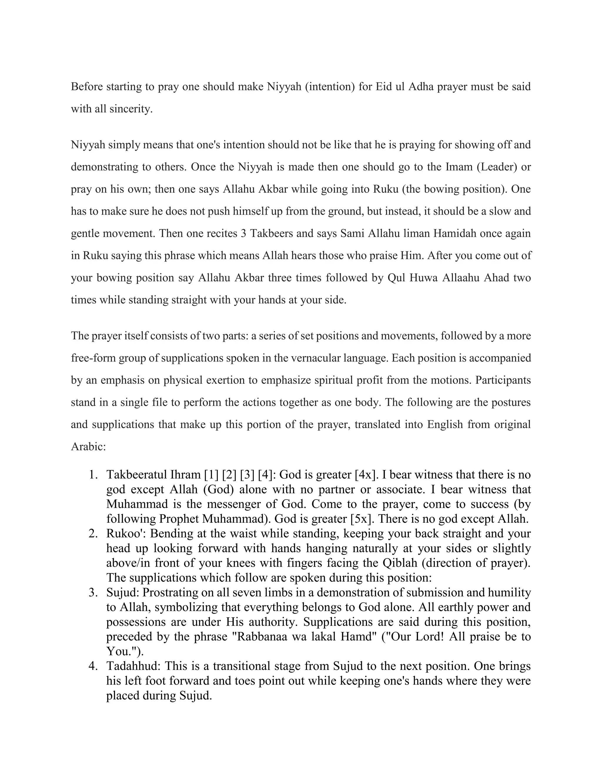 How to perform Eid -Ul-ahda prayer | PDF