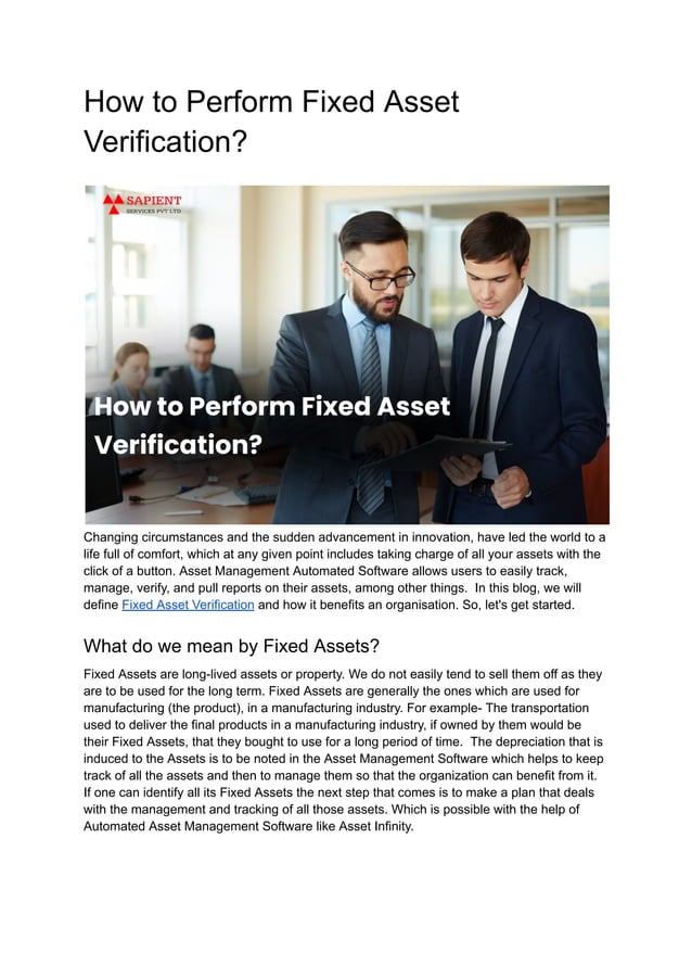 How to Perform Fixed Asset Verification | PDF | Data Storage and ...