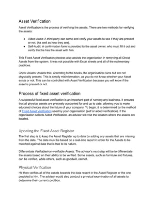 How to Perform Fixed Asset Verification | PDF