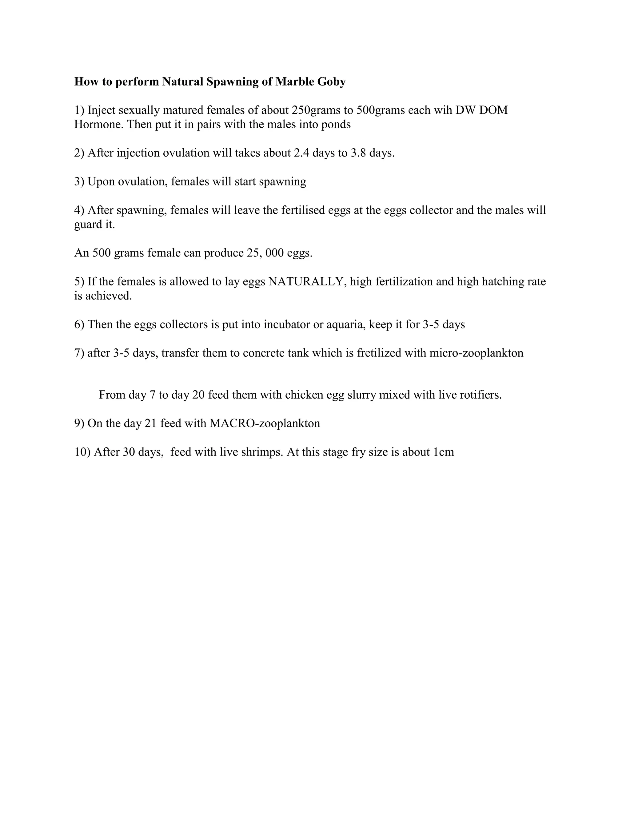 How to perform spawning marble goby | PDF