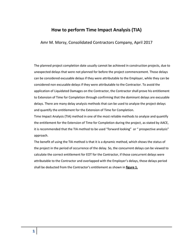 How to perform time impact analysis (TIA) | PDF | Resume Writing and ...