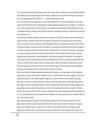 How to perform time impact analysis (TIA) | PDF