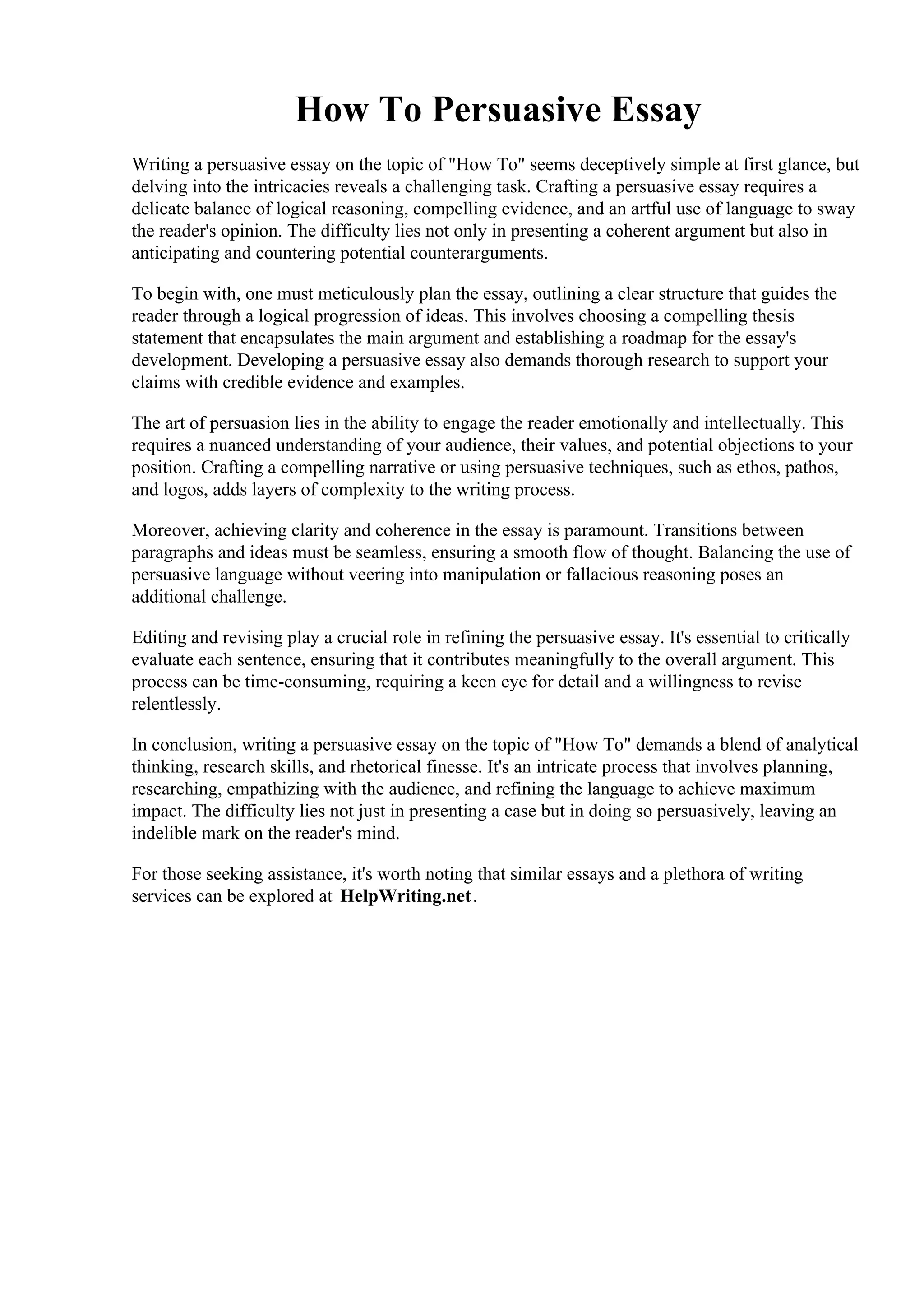 How To Persuasive Essay | PDF