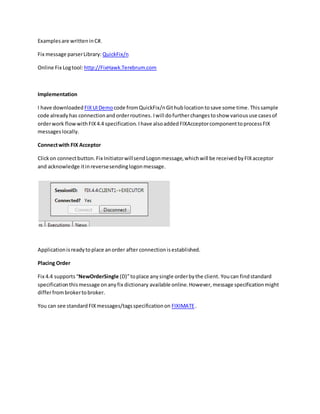 How to place orders through FIX Message | DOCX