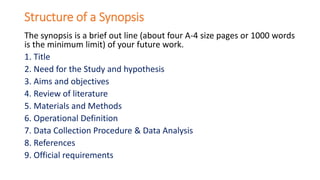 How to plan and write a synopsis and thesis | PPT