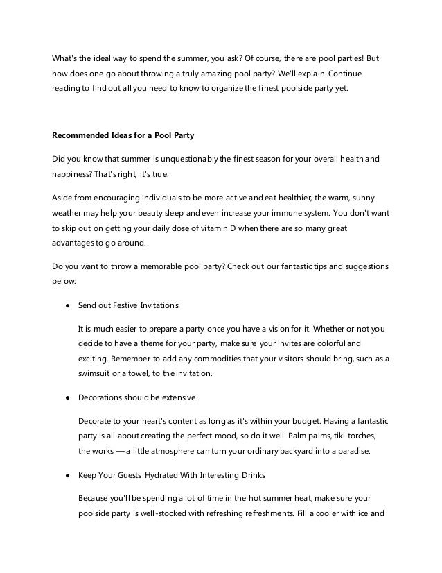 How to plan a pool party | PDF