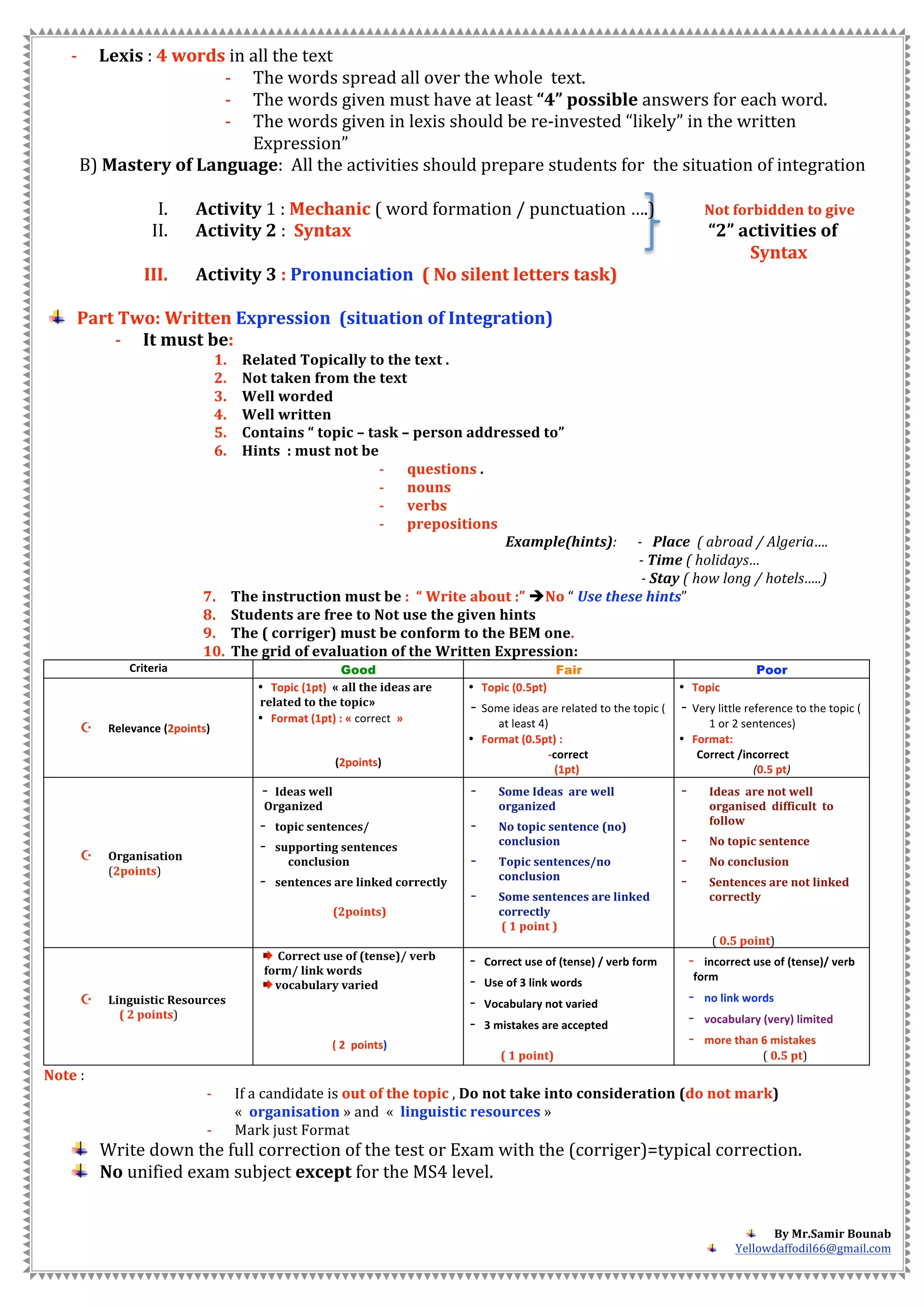 How to plan tests and exams according to the bem guide typology | PDF