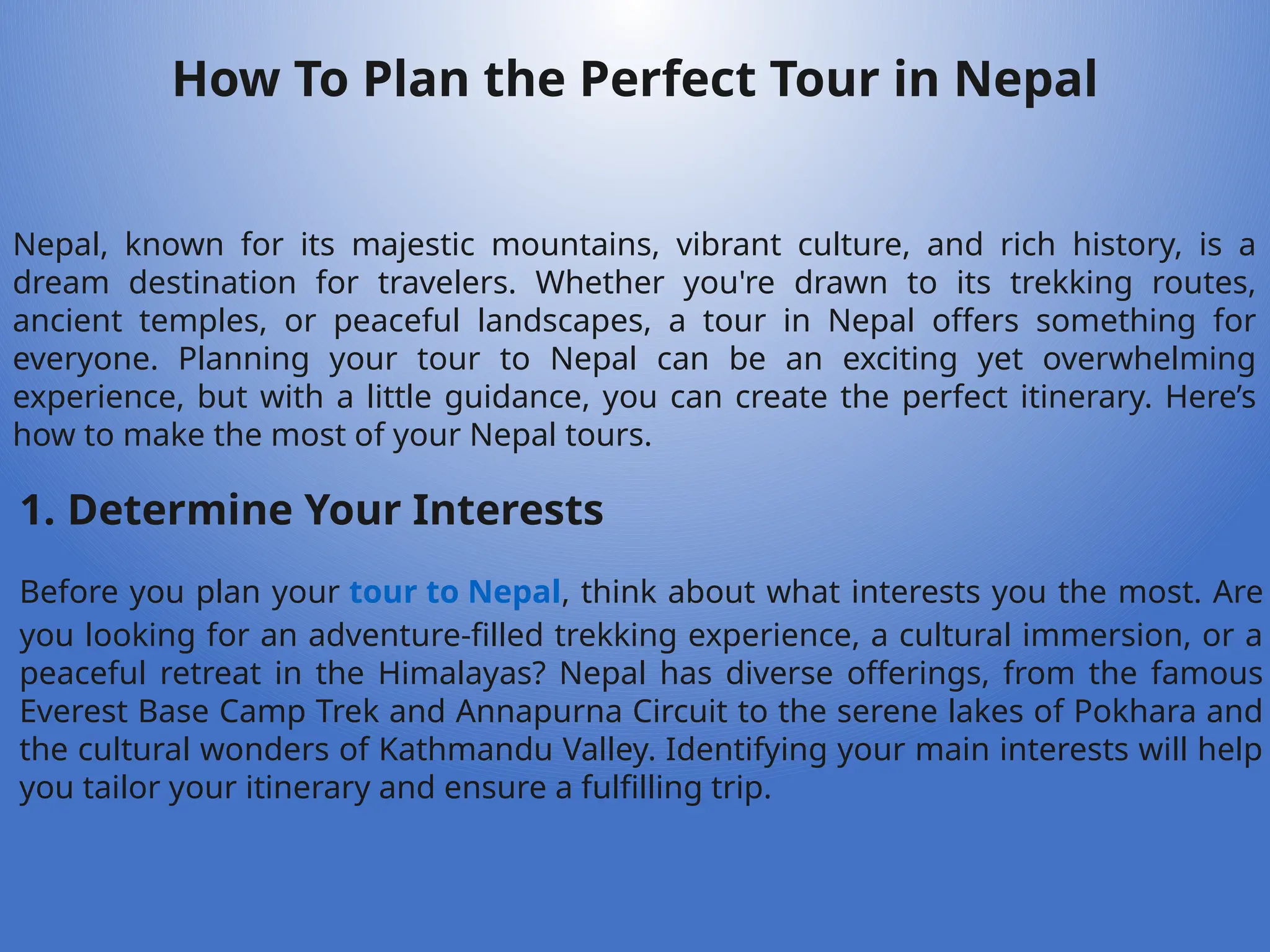 How To Plan the Perfect Tour in Nepal, Tour To Nepal | PPTX