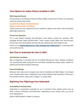 How to Plan Your Kailash Mansarovar Yatra 2025 from Hyderabad | PDF