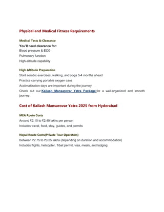 How to Plan Your Kailash Mansarovar Yatra 2025 from Hyderabad | PDF