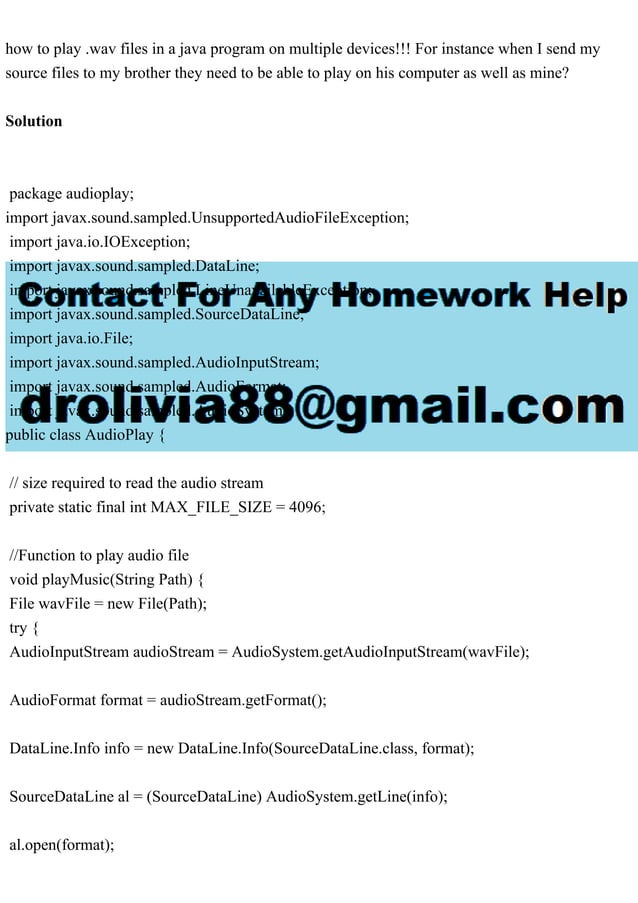 how to play .wav files in a java program on multiple devices!!! For .pdf