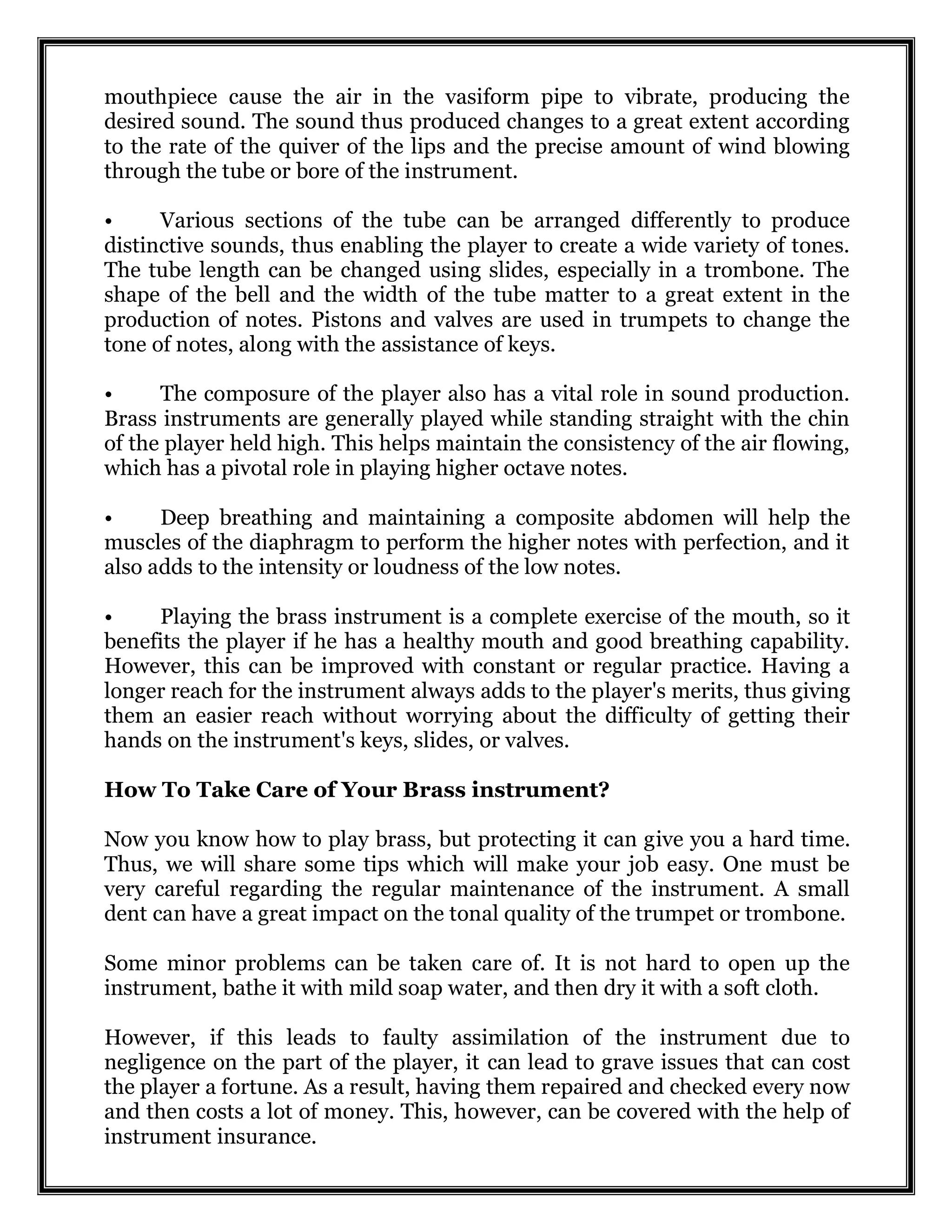 How to Play Brass Musical Instrument? | PDF