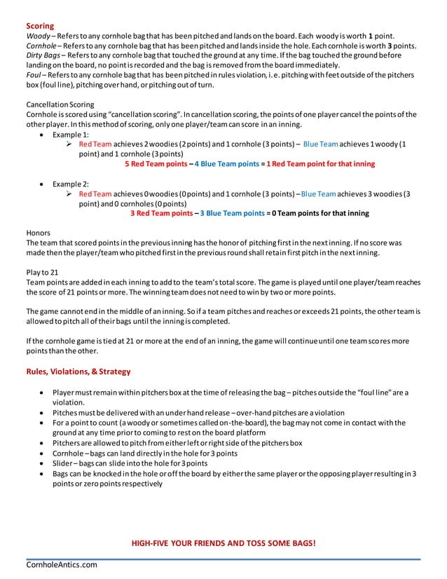 How to Play Cornhole | PDF