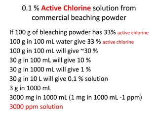 How to prepare 0.1% active chlorine | PPTX