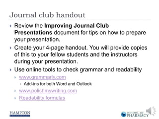 How to prepare an effective journal club | PPTX