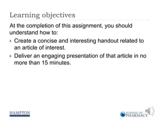 How to prepare an effective journal club | PPTX