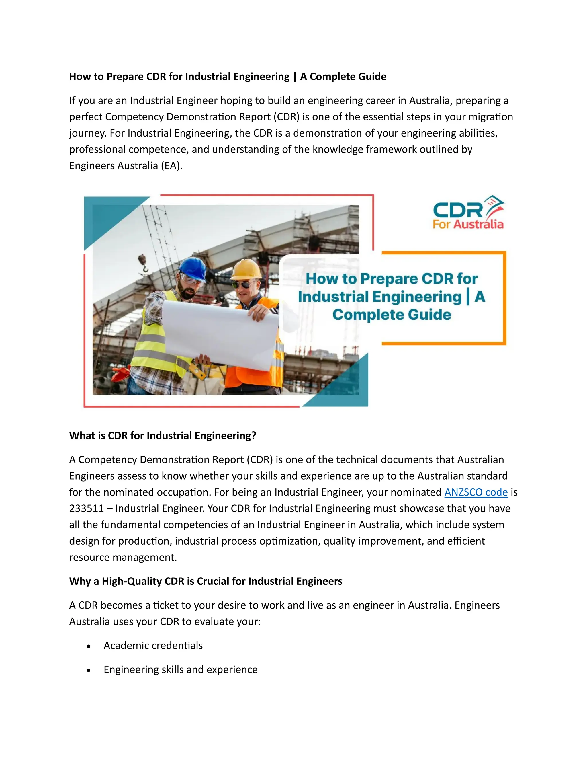 How to Prepare CDR for Industrial Engineering | PDF