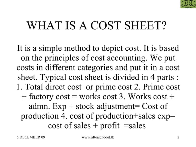 How To Prepare Cost Sheets And Analyse Costs | ODP | Business ...