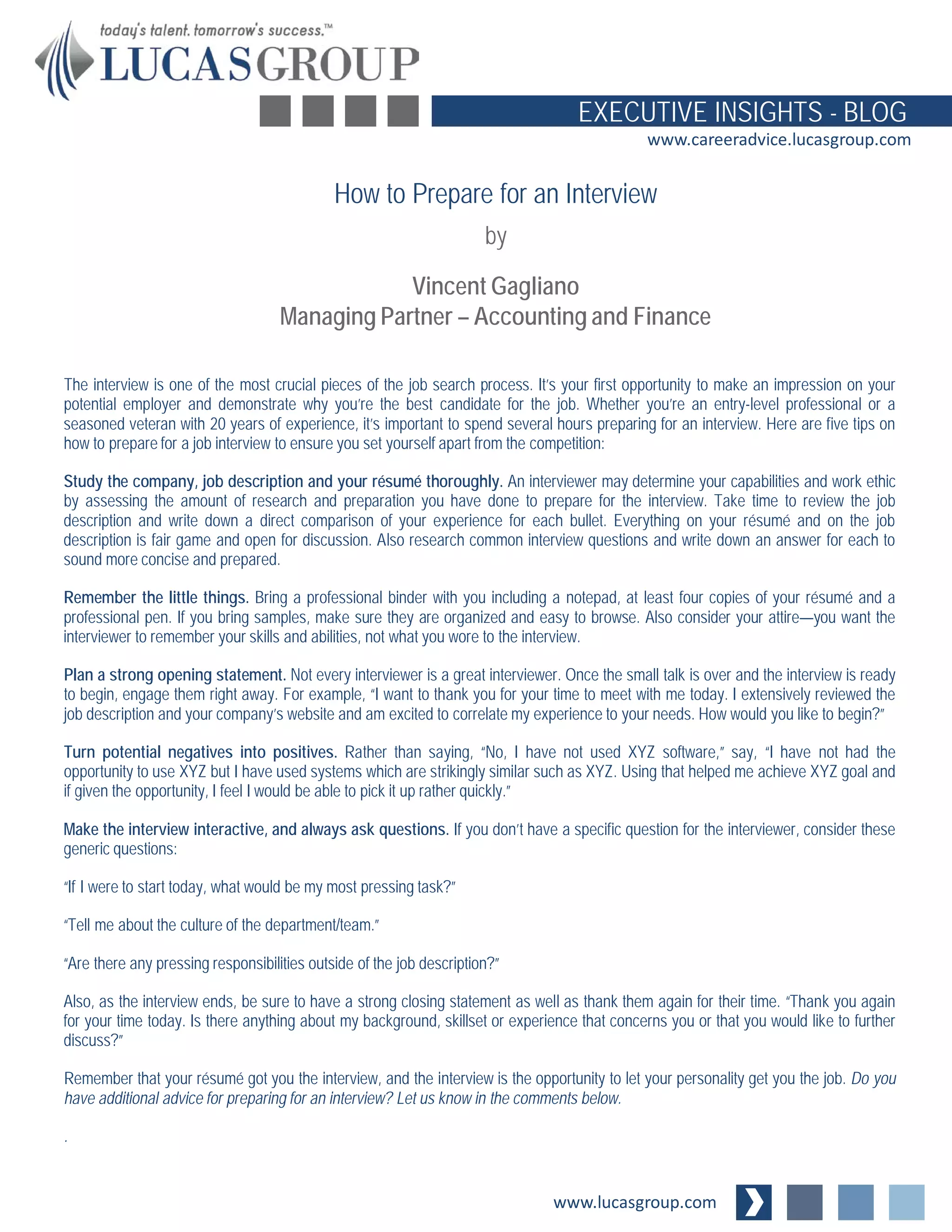 How to Prepare for an Interview | PDF