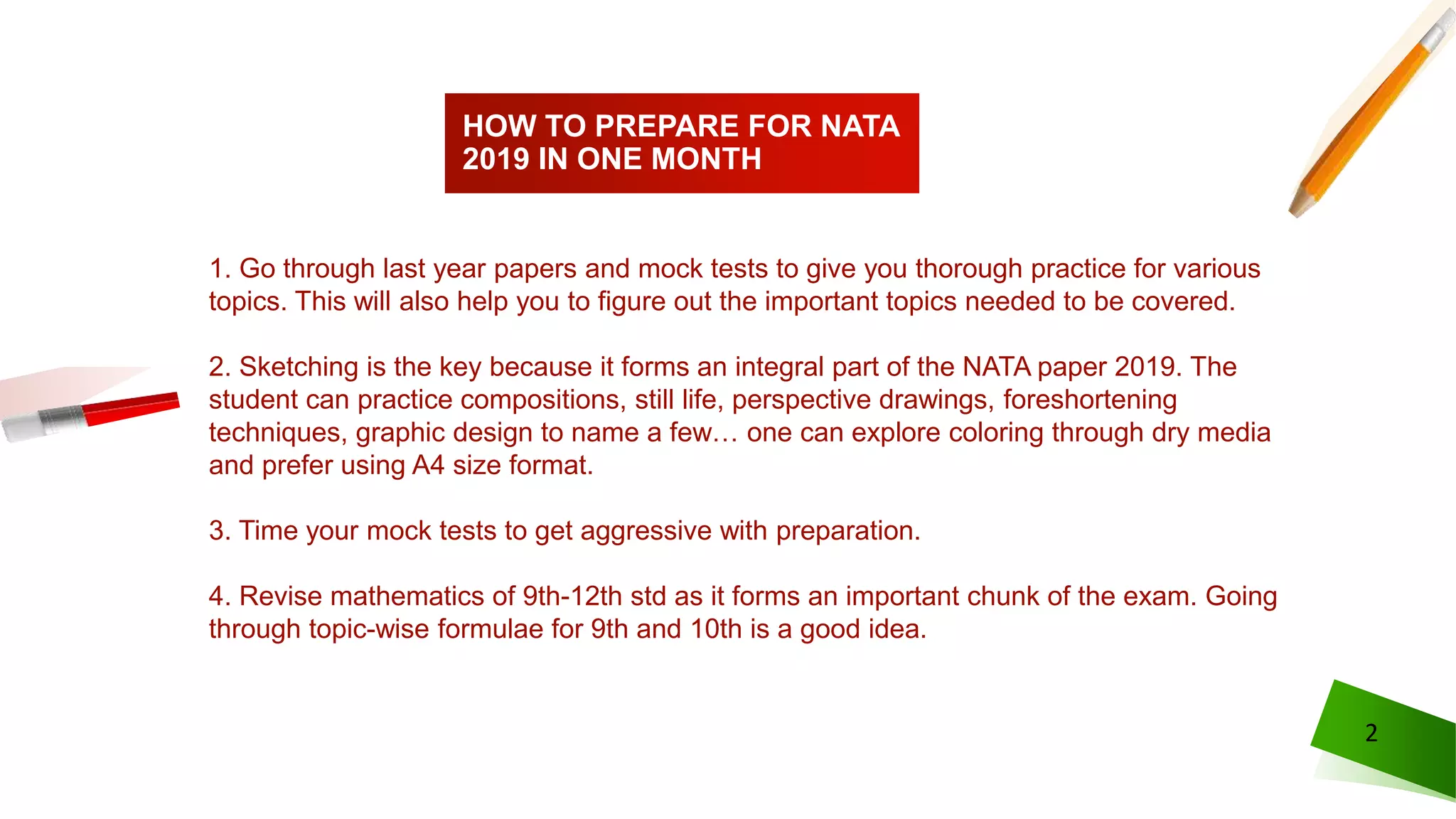 How to prepare for nata 2019 in one month | PPT
