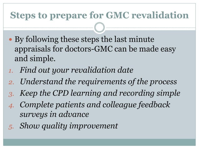 How To Prepare For Revalidation Of Doctors Ppt