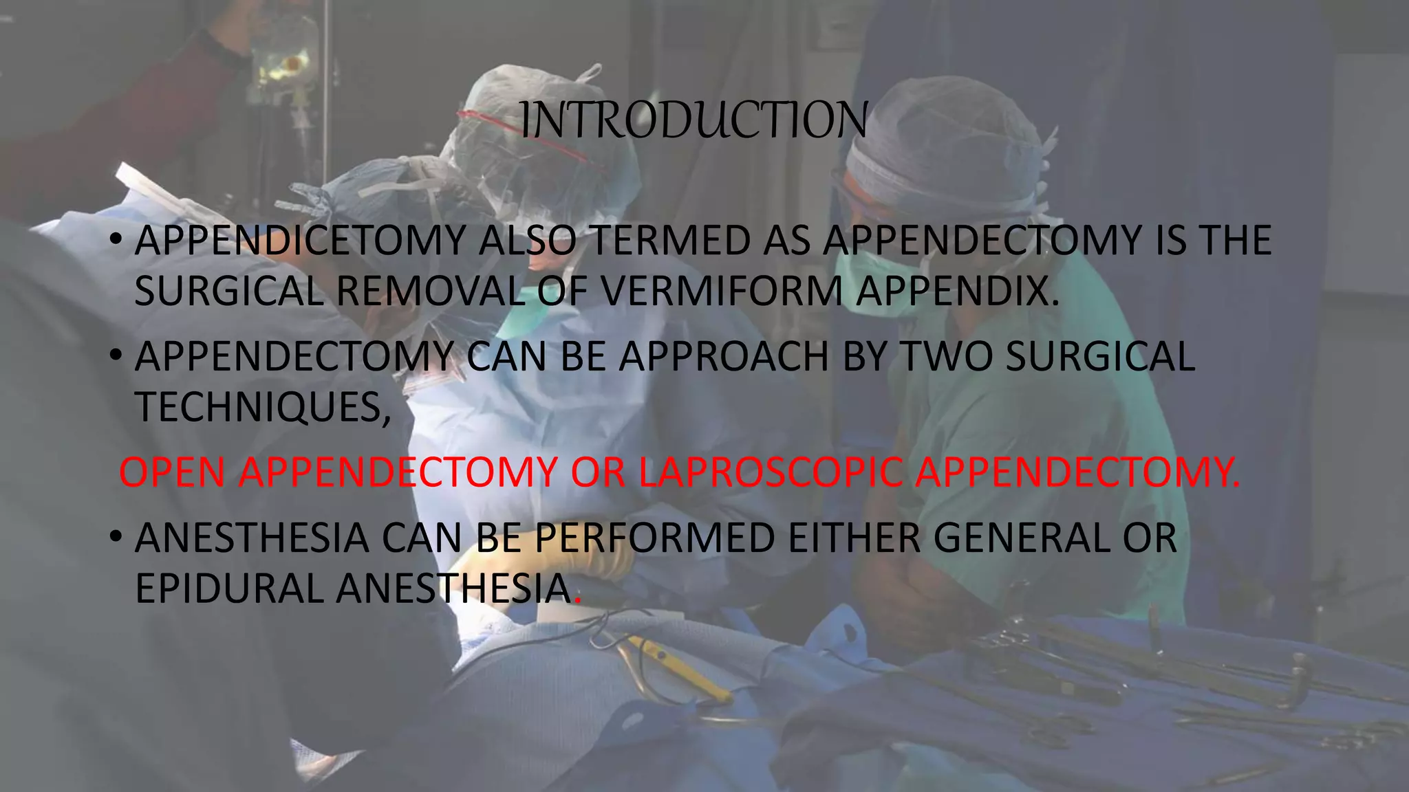 How to prepare ot for appendicetomy surgery.1 | PPTX