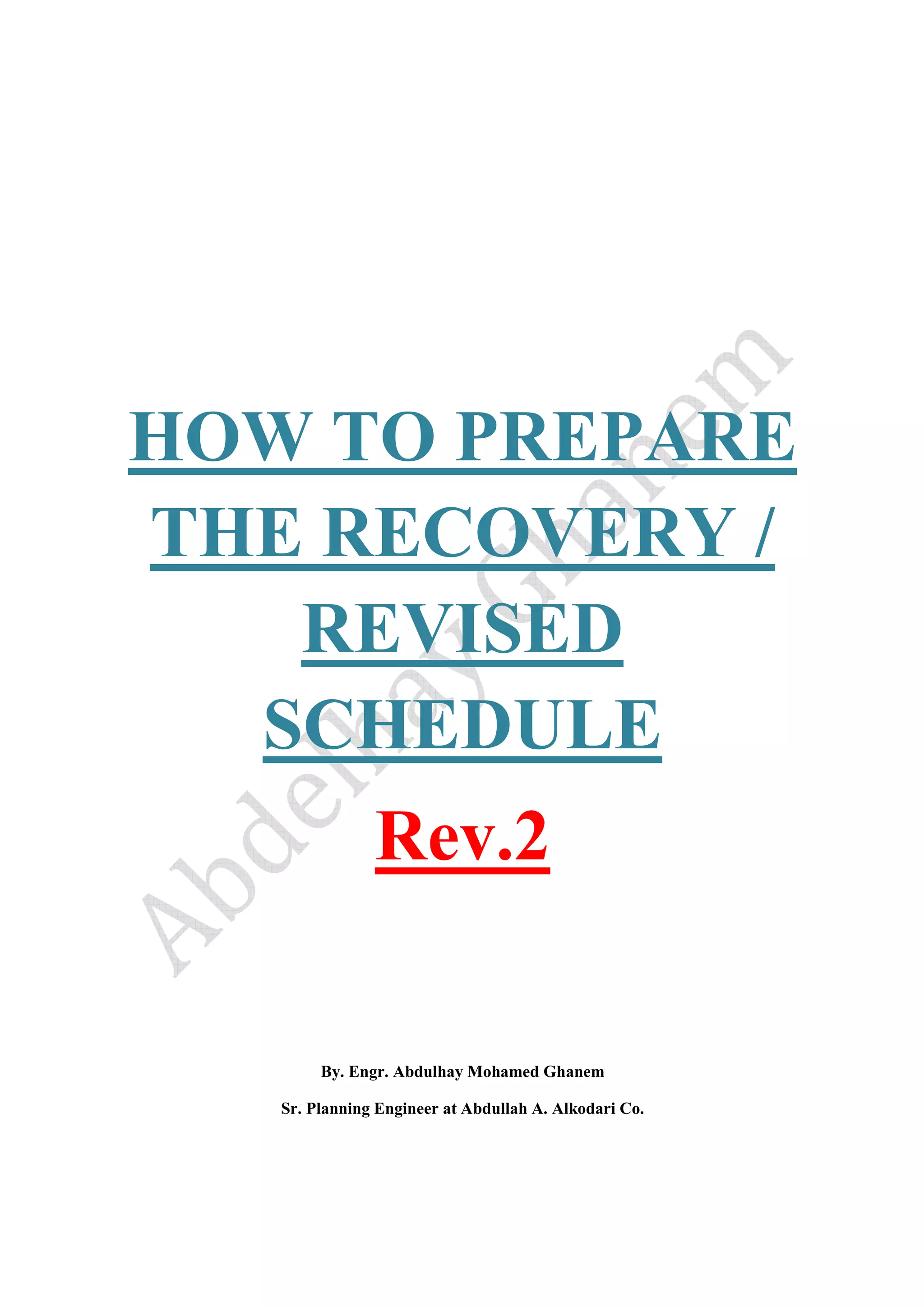 How to prepare recovery or revised schedule rev.2 | PDF