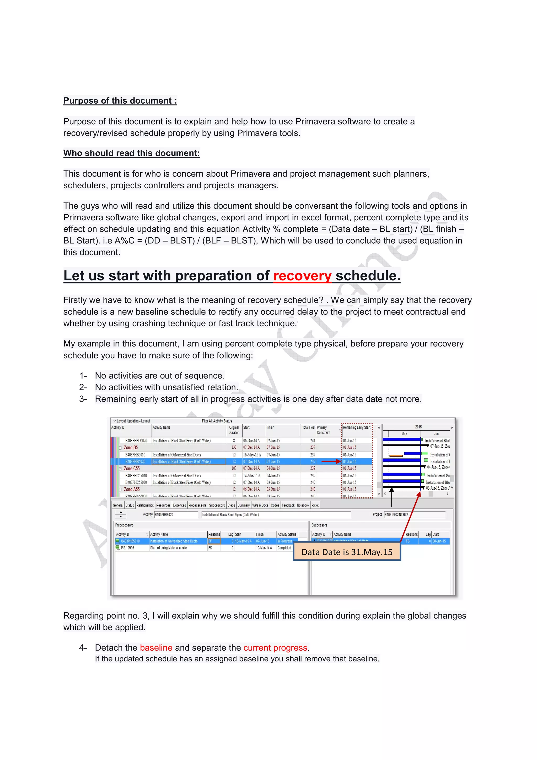 How to prepare recovery or revised schedule rev.2 | PDF
