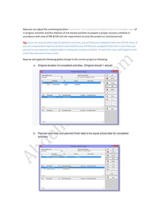 How to prepare recovery or revised schedule rev.2 | PDF