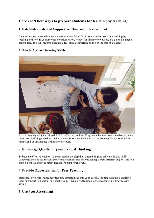 9 Best Ways To Prepare Students For Learning By Teaching | Future ...