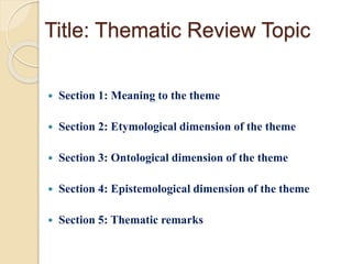 How to prepare a thematic review? | PPT