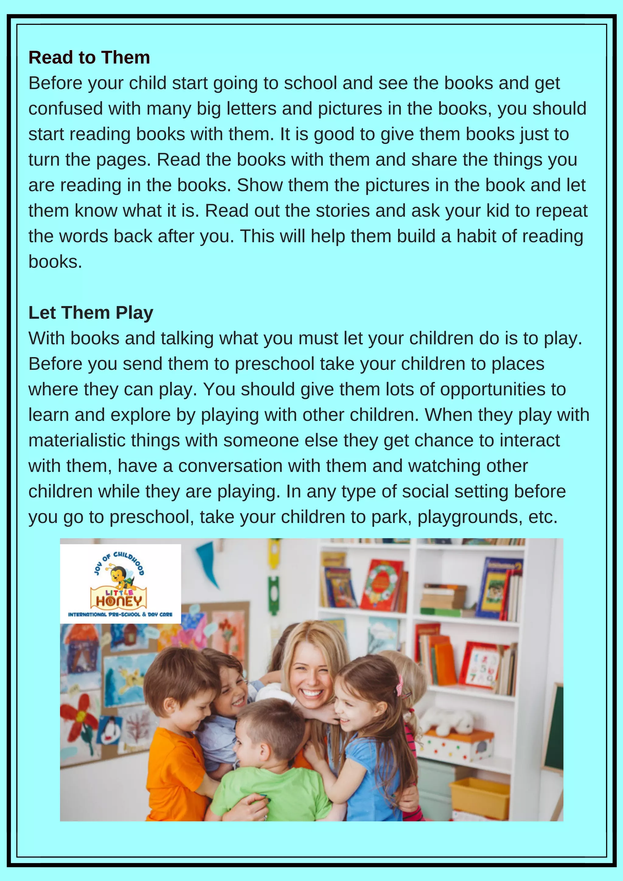 How to prepare your child for preschool tips for parents | PDF