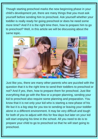 How to prepare your child for preschool tips for parents | PDF ...