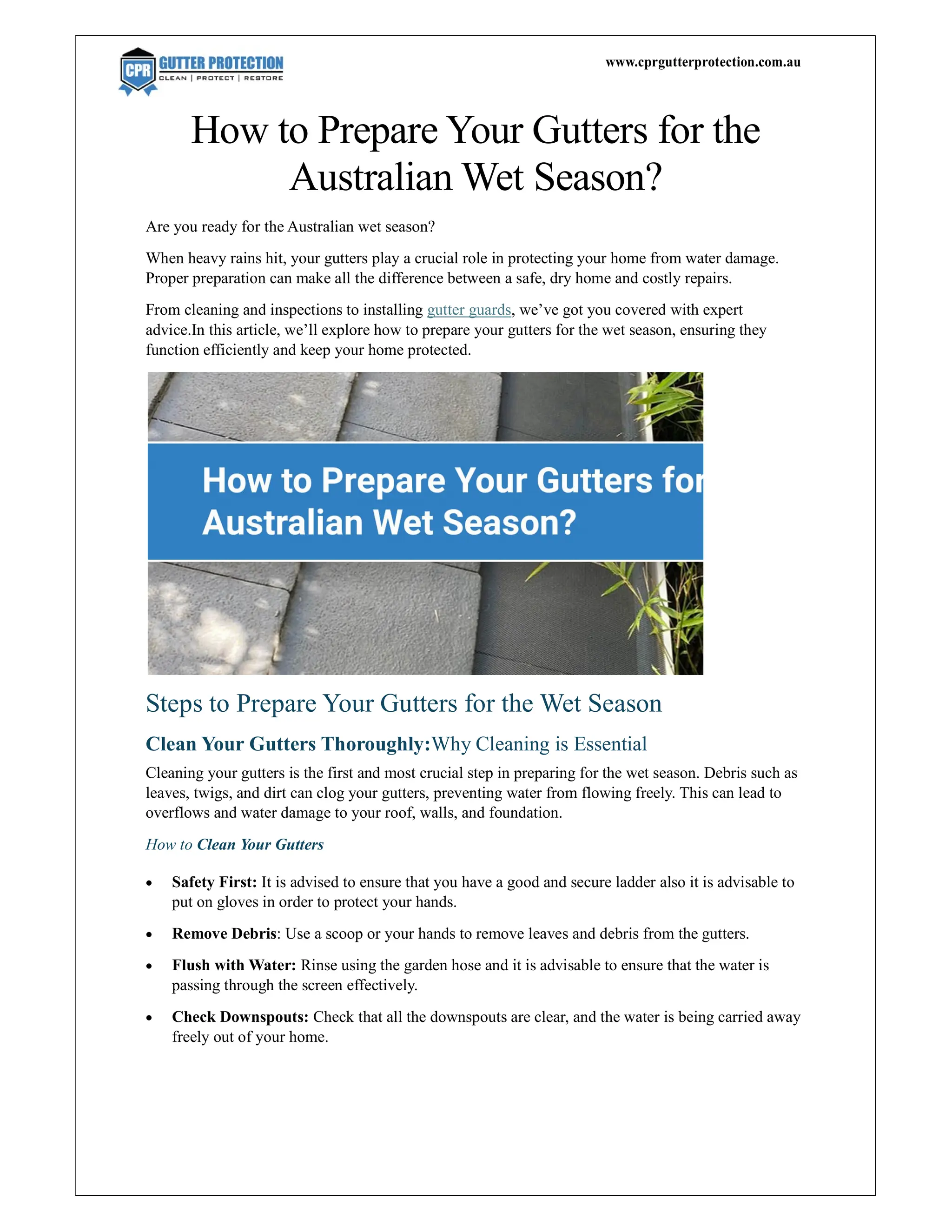 How to Prepare Your Gutters for the Australian Wet Season-CPR Gutter ...