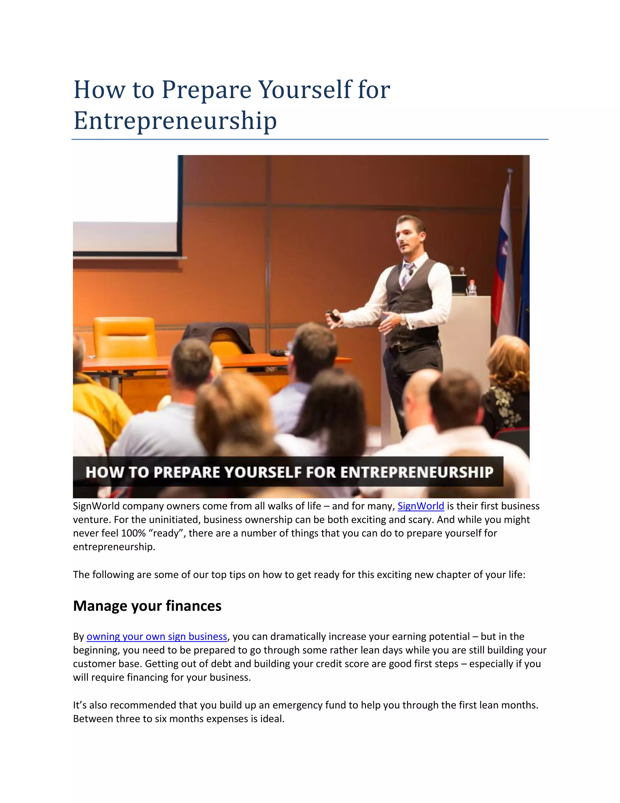 How To Prepare Yourself For Entrepreneurship Pdf