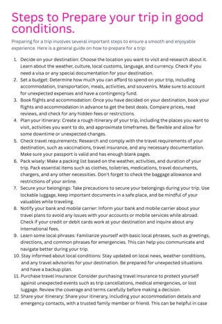 Steps to prepare your trip. | PDF