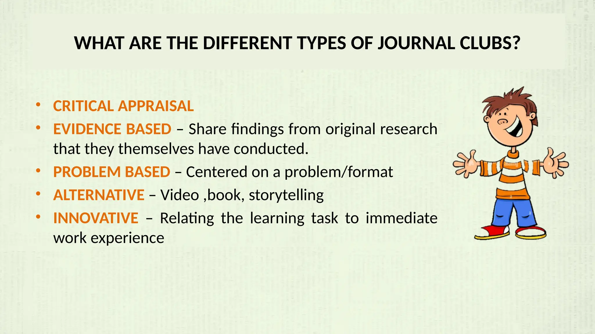 HOW TO PRESENT A JOURNAL CLUB - an awareness | PPTX | Publishing ...