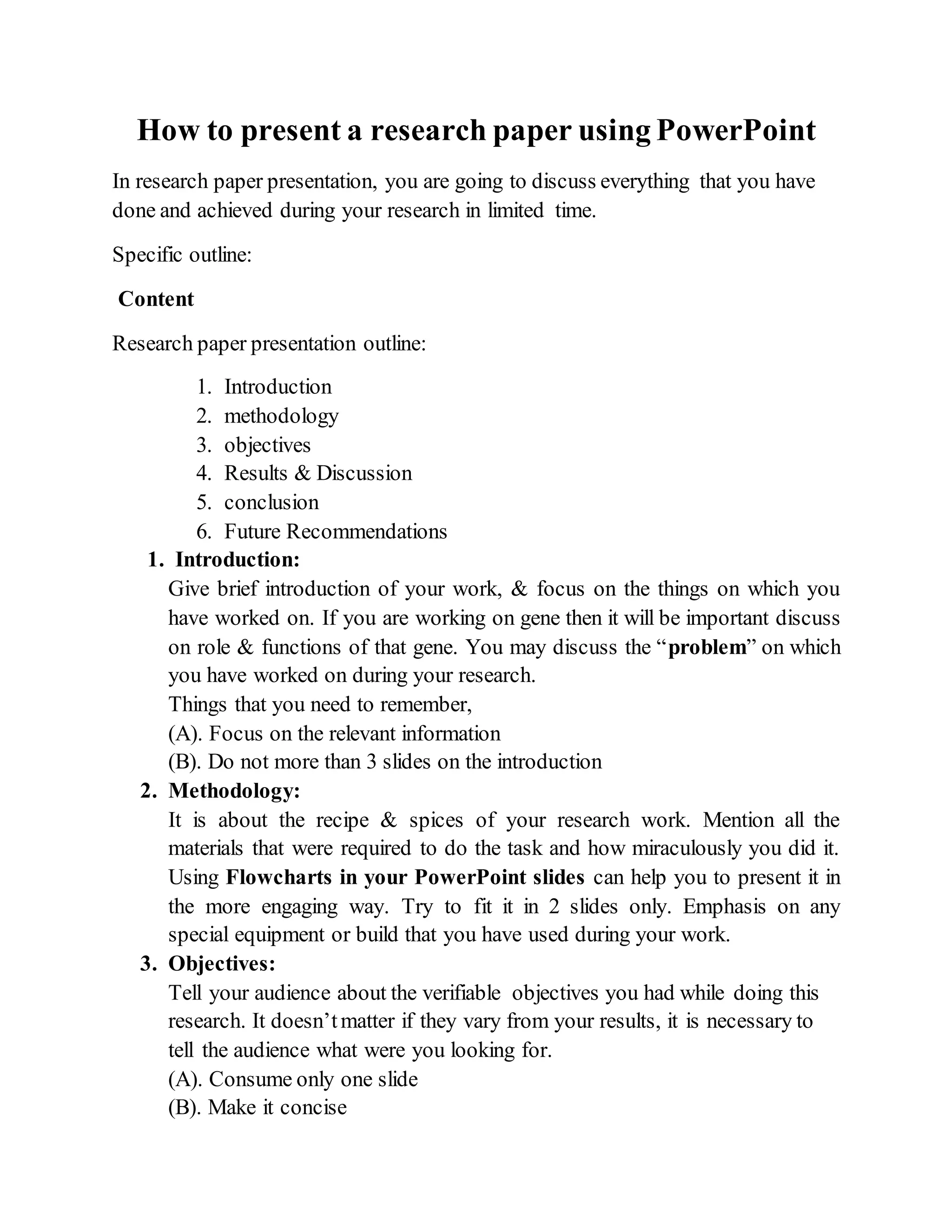 How to present a research paper using power point | DOCX