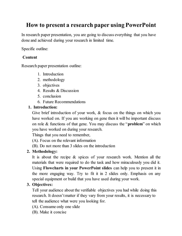 How to present a research paper using power point | DOCX | Science