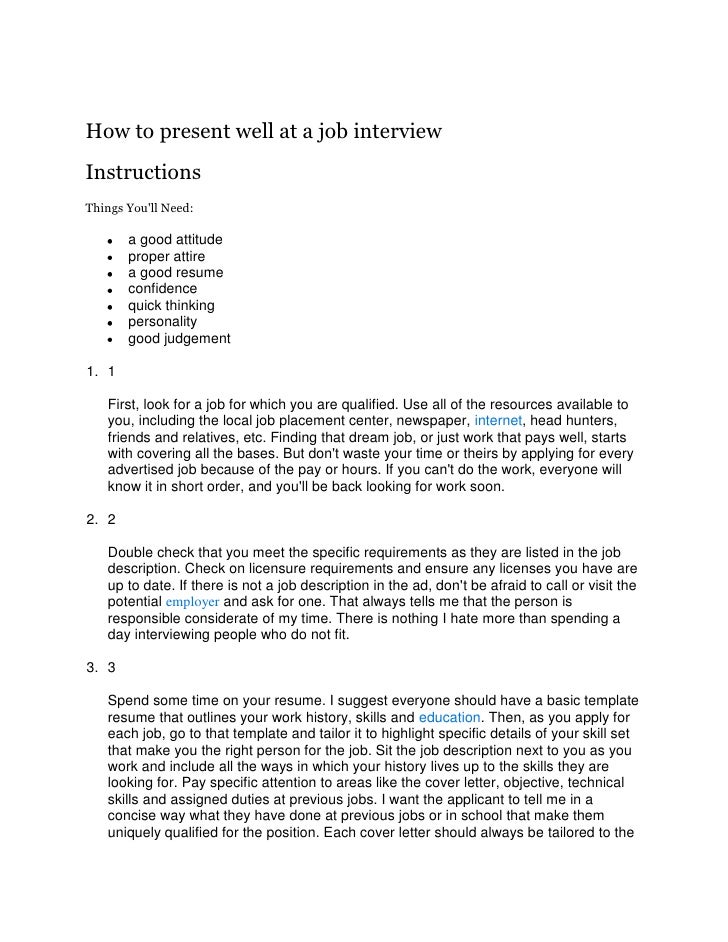 How to present well at a job interview