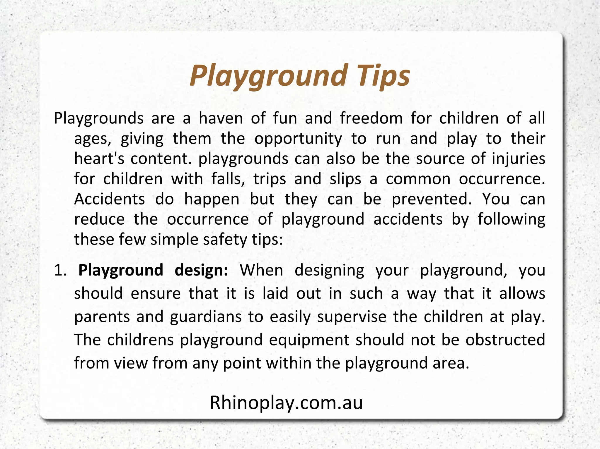 How to Prevent Injuries in Your Playground | PPT