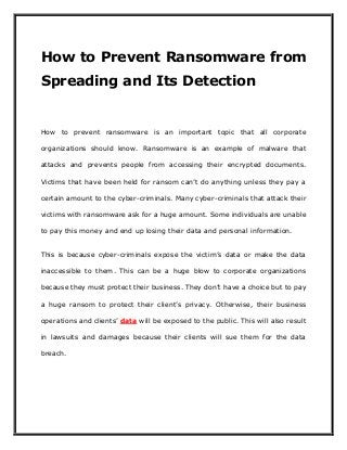 How to Detect Ransomware Spread And Prevent It | PDF