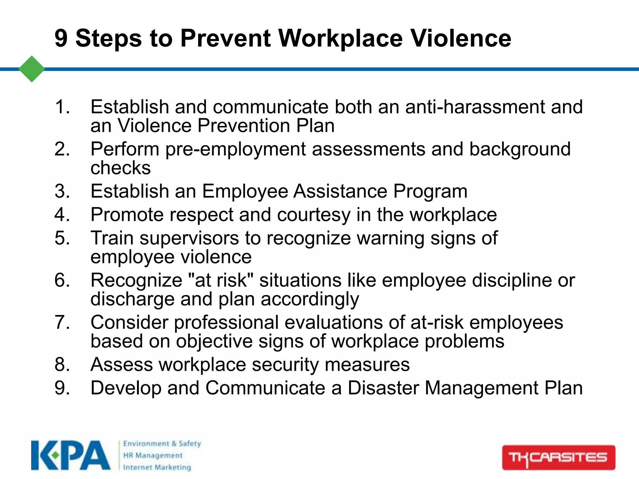 How To Prevent Workplace Violence | PPTX