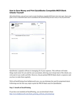 How to print QuickBooks\Quicken compatible blank check | PDF