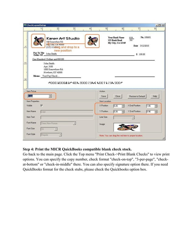 How to print QuickBooks\Quicken compatible blank check | PDF